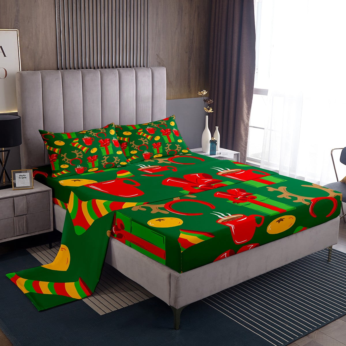 Kids Christmas Gifts Sheets Christmas Santa Claus and Reindeer Pattern ...