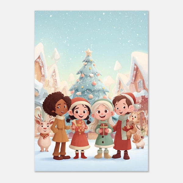 Kids Christmas Poster With Framerudolph & Friends | Cute Holiday Wall ...