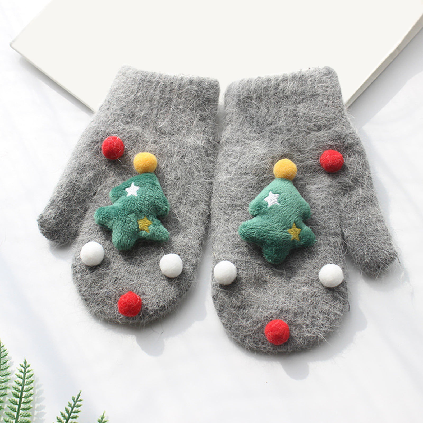 Kids Christmas Themed 3D Decorated Mittens, Plush Applique Holiday ...