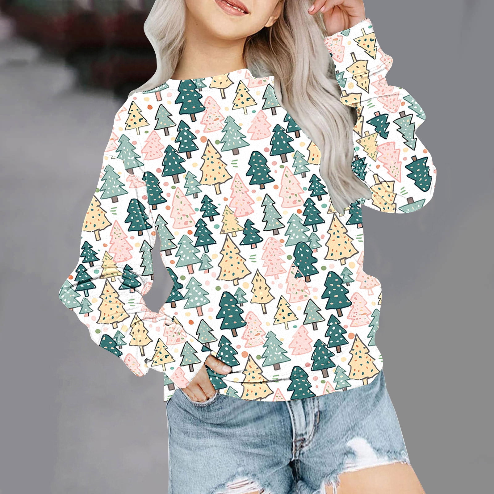 Kids Christmas Tops Girl's Christmas Shirt Girl Long Sleeve Shirts ...