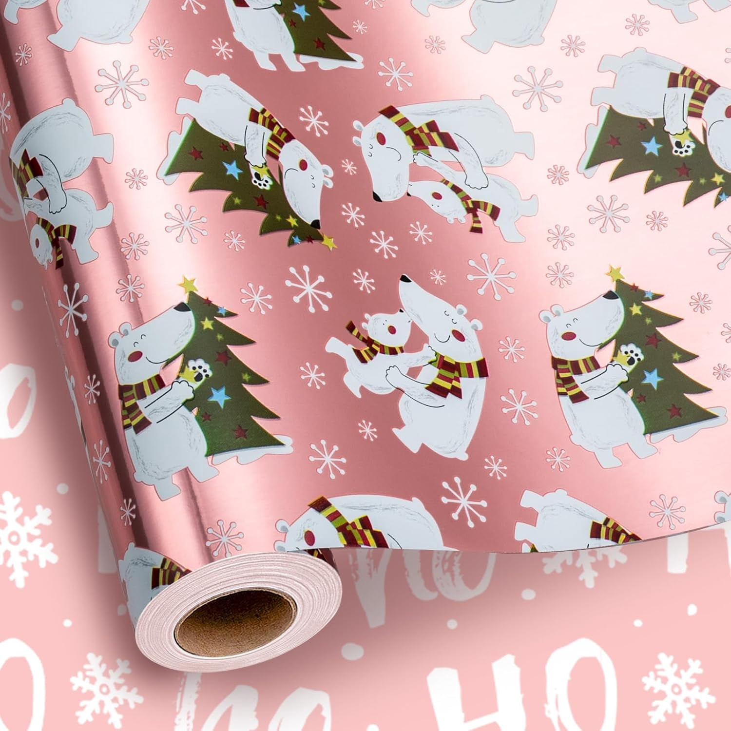 Kids Christmas Wrapping Paper, Pink Wrapping Paper for Girl, Cute Girly ...