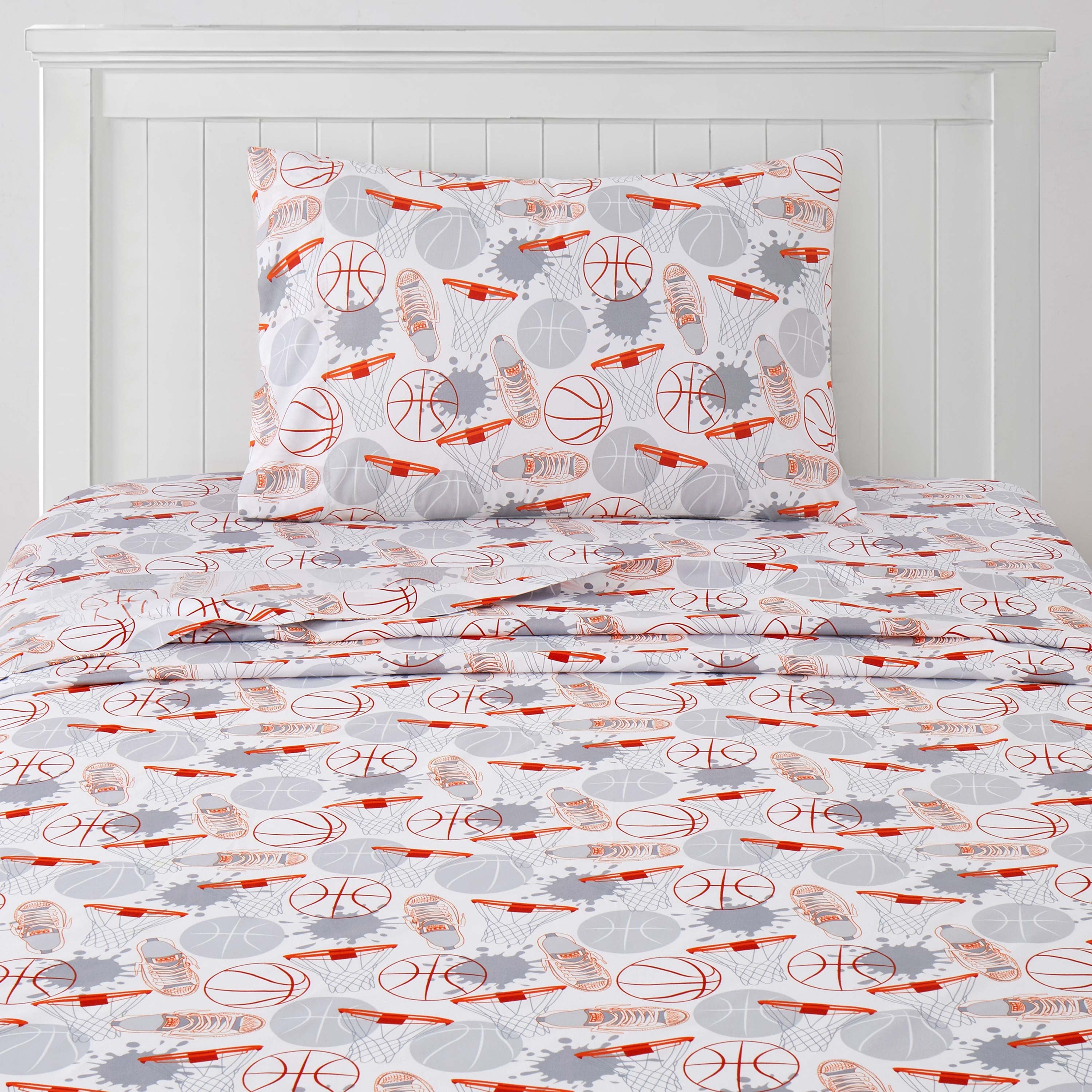 Sweet Home Collection Kids Microfiber Sheet Set, Twin Size, Basketball ...