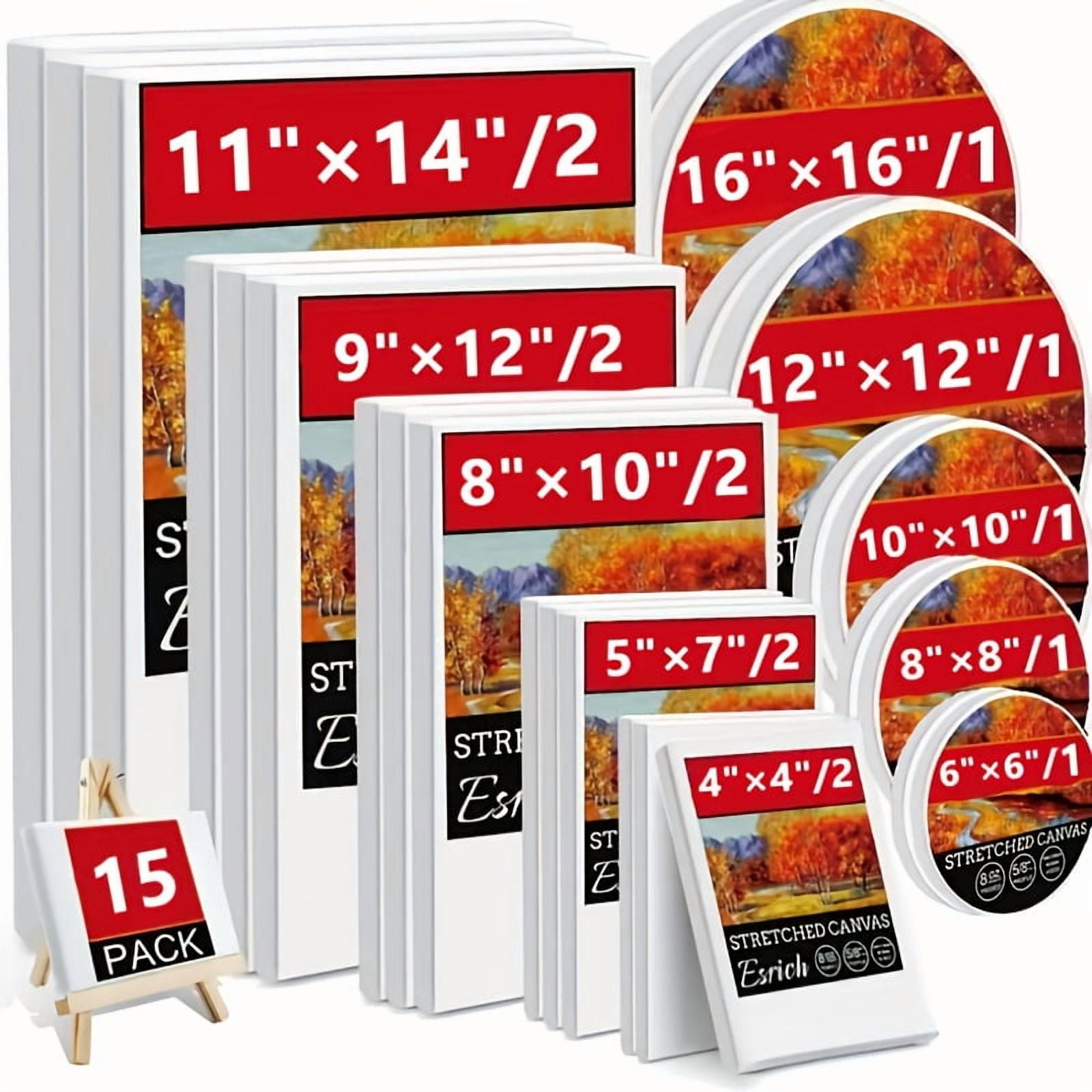 Kids & Classroom Canvas Painting Set - Assorted Round/Square Stretched ...