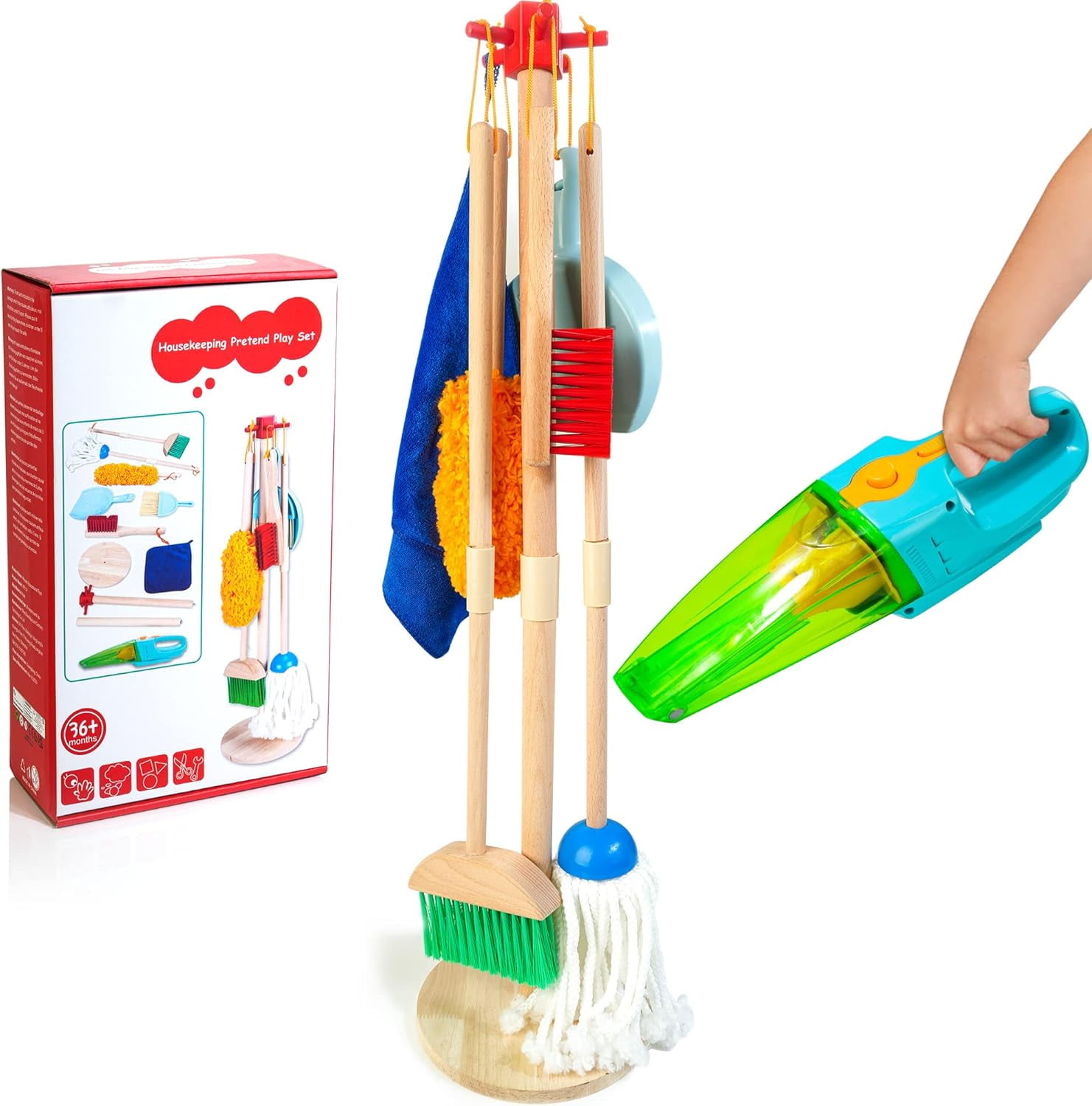 Kids Cleaning Set, 8-Piece Housework Toy Set Including Broom, Mop ...