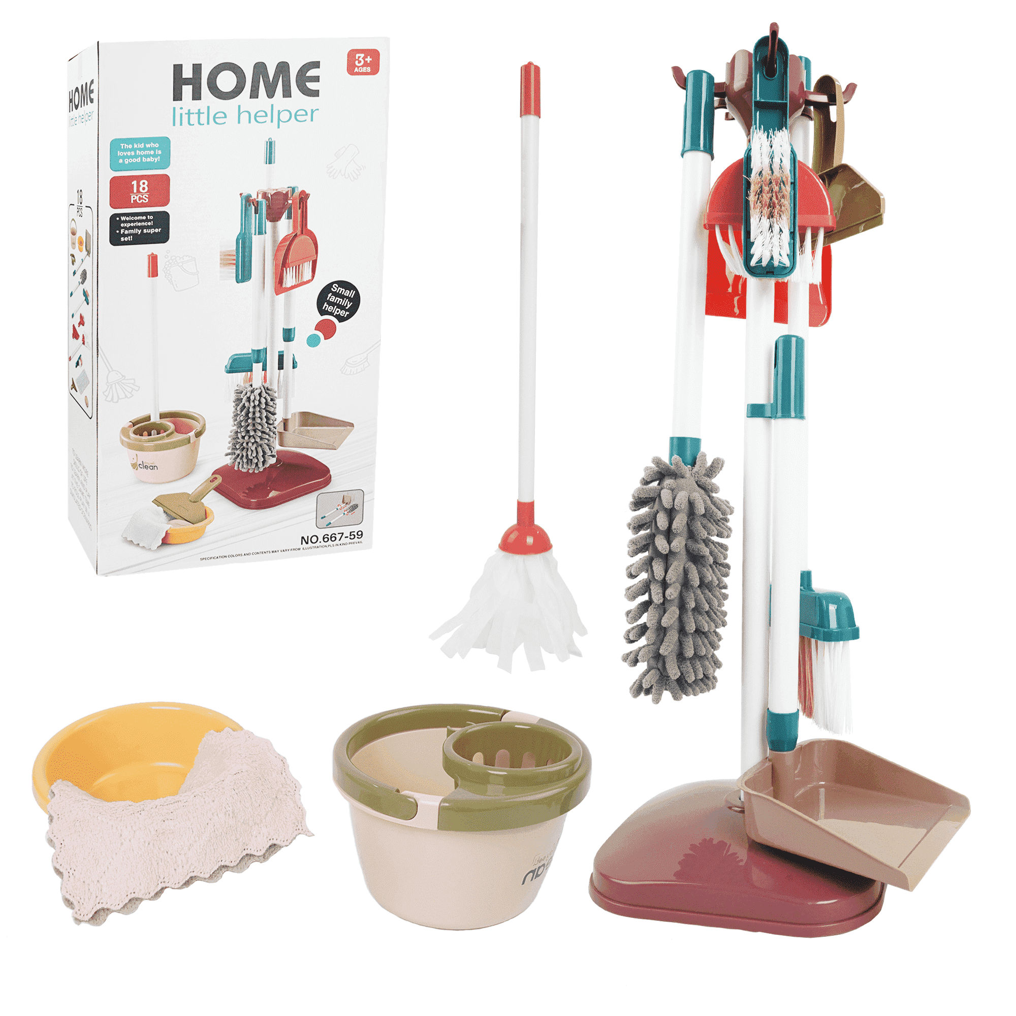 Kids Cleaning Set, Ejoyoyin 18pcs Toy Cleaning Set with Pretend Play ...