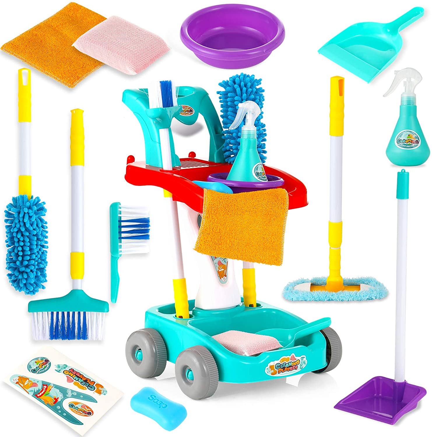 Kids Cleaning Set for Toddlers, Pretend Play Housekeeping Supplies Kit ...
