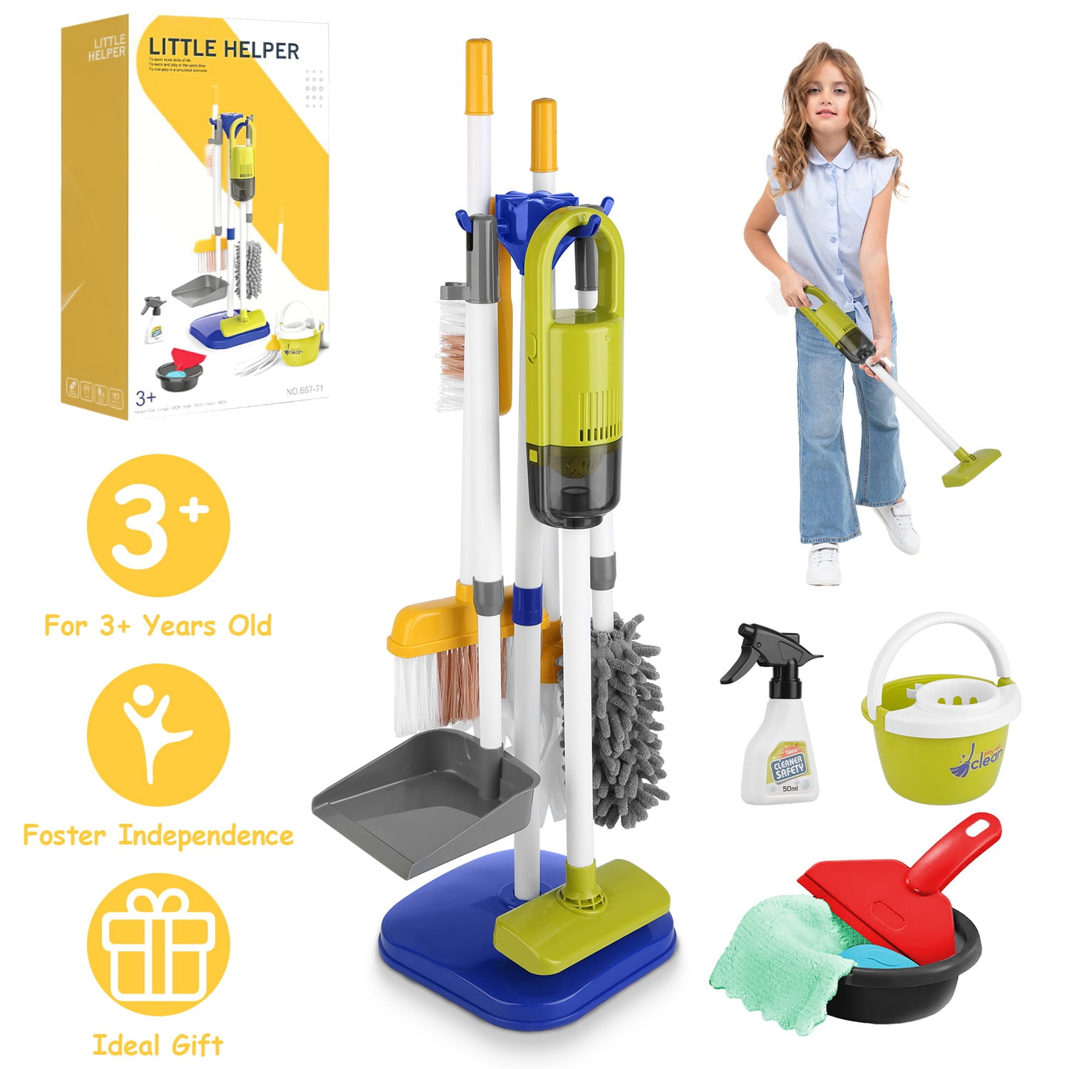 Kids Cleaning Toy Set 14Pcs Toddler Cleaning Set Housekeeping Pretend ...