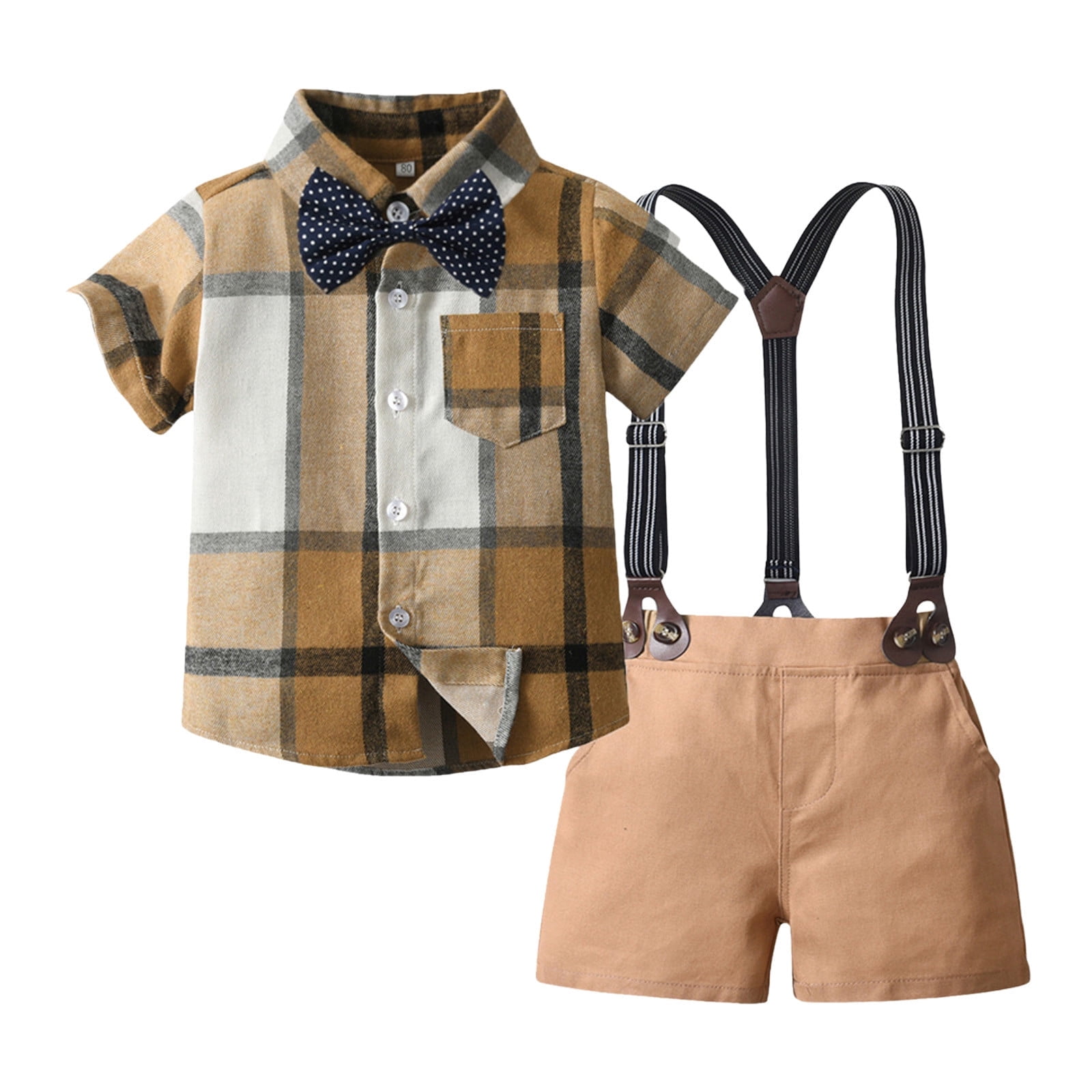 Kids Clothes Boys Bowtie Dress Shirt + Suspender Pants + Bowtie 3 ...