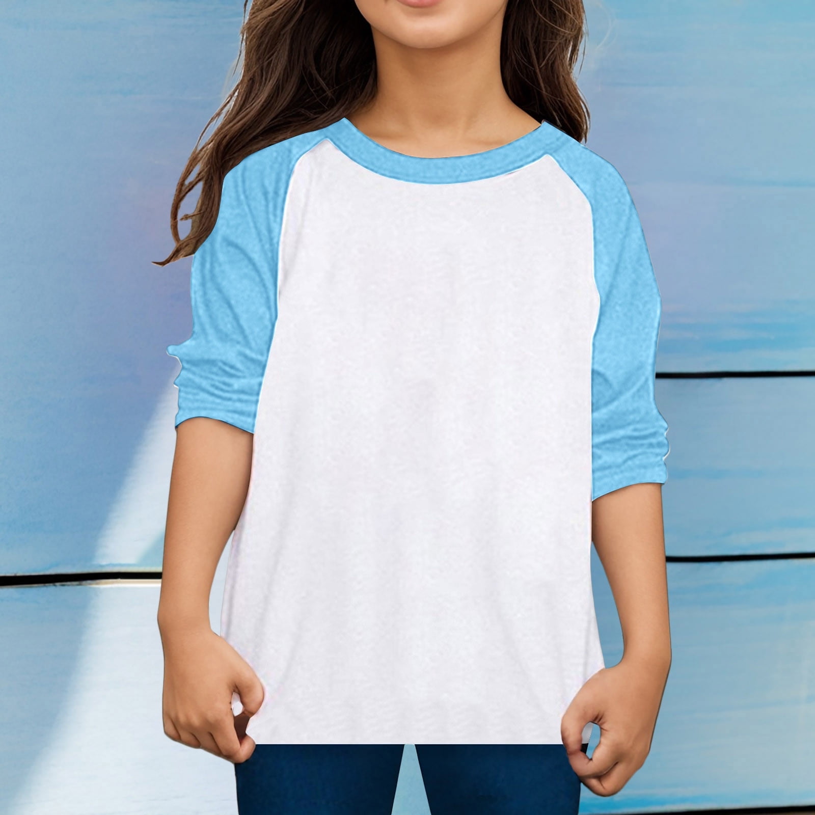 Kids Clothes For Girls Solid Short Sleeve Shirts For Girls Loose Soft ...
