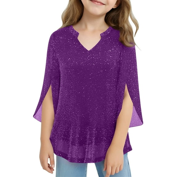 Kids Clothes, Sentuca Girls Shirts 3/4 Sleeve V-neck Shirts Mesh Gold ...