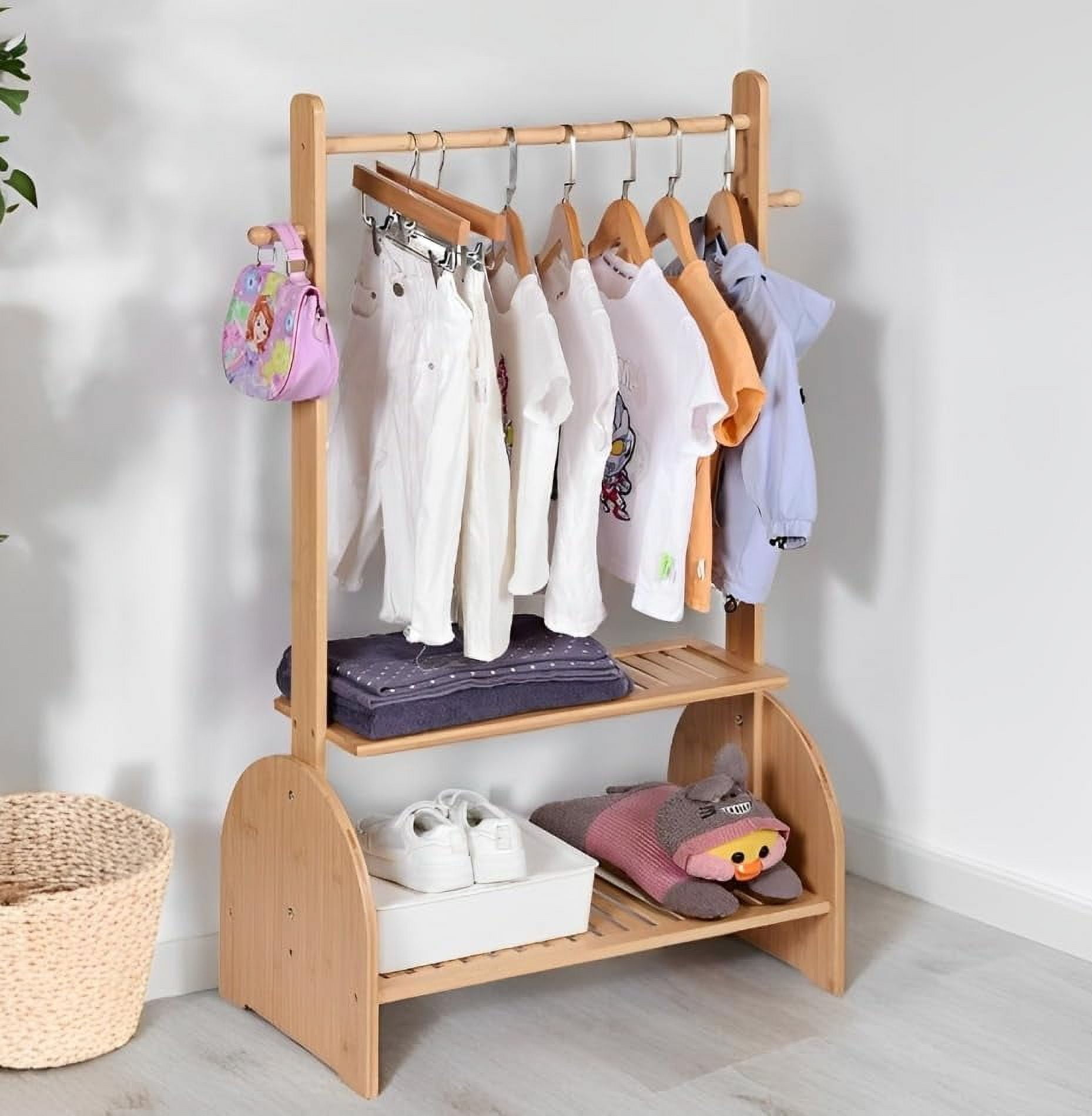 Kids Clothing Rack with Adjustable Rods, Children Clothes Garment Rack ...