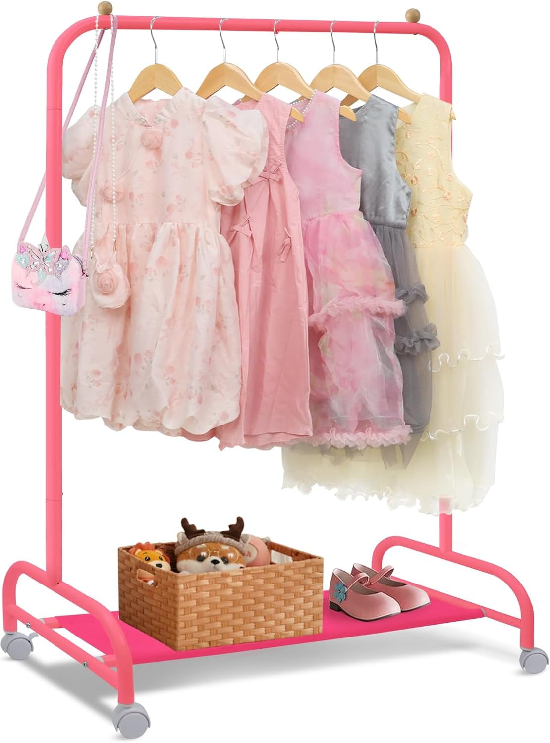 Kids Clothing Rack, Baby Clothes Rack for Hanging Clothes with Wheels ...