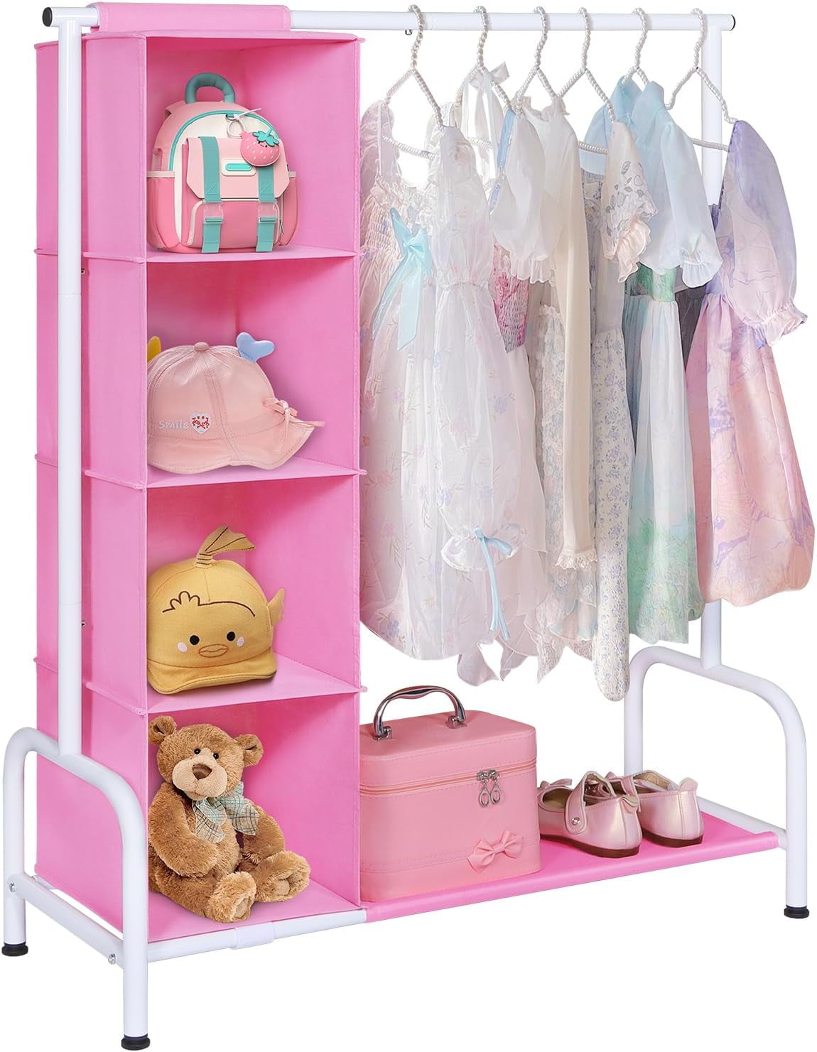 Kids Clothing Rack with Hanging Organizer, Short Toddler Dress Up ...