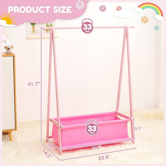 Kids Clothing Rack with Storage Box, Dress up Holder, Child Garment ...