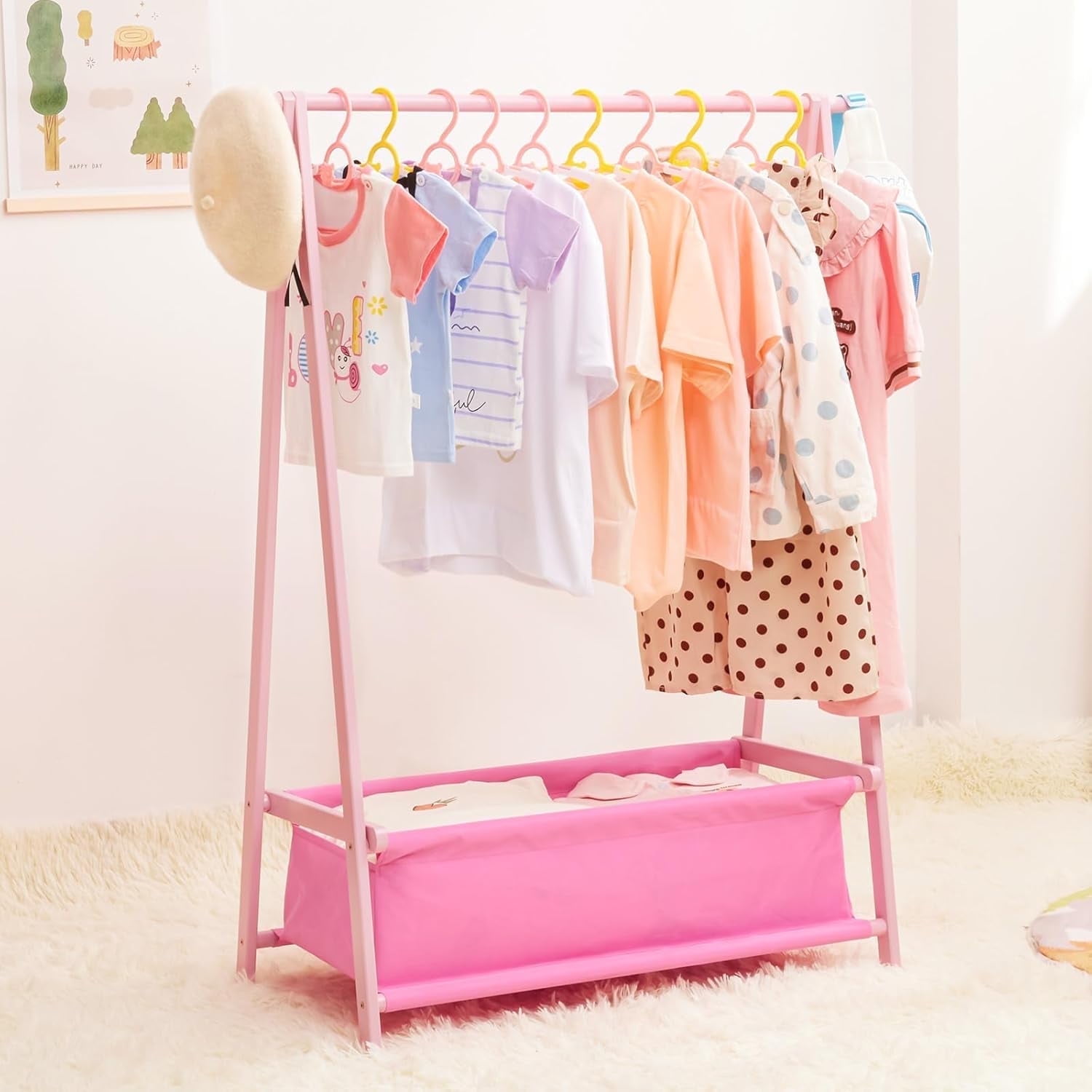 VigorPro Kids Clothing Rack with Storage Box, Dress up Holder, Child ...