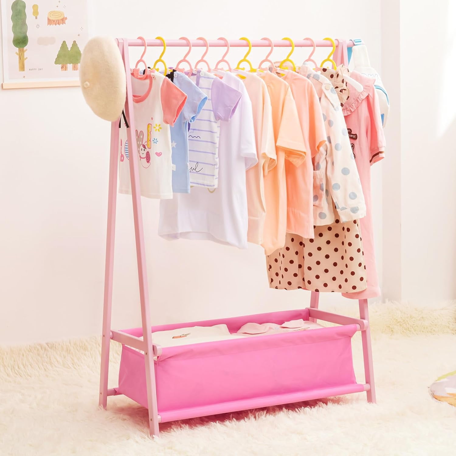 Kids Clothing Rack with Storage Box, Dress up Rack, Child Garment Rack ...