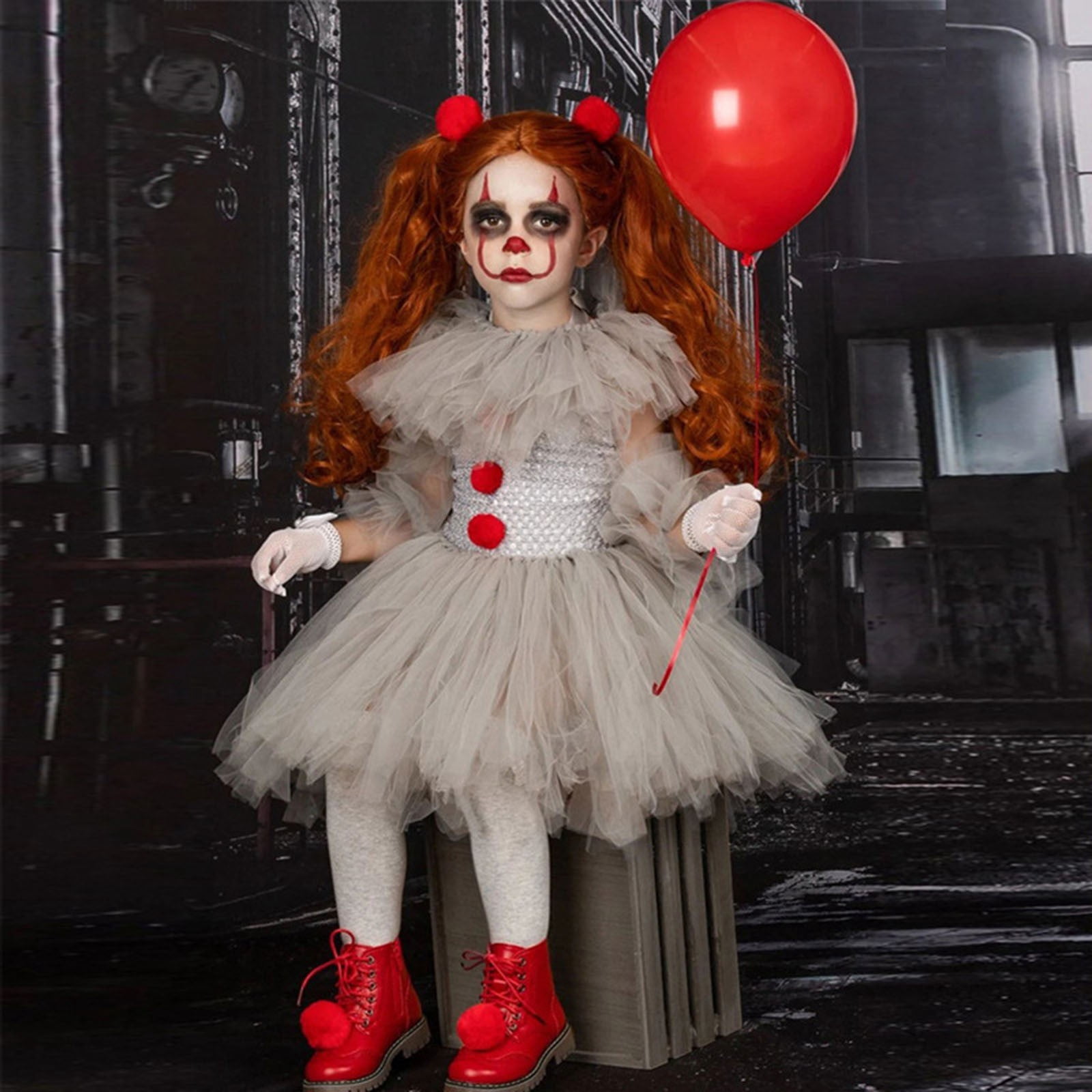 Kids Clown Dress with Skirt for Girls Christmas Performance Outfit ...