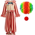 Kids Clown Jumpsuit Outfits with Rainbow Wig&Nose Halloween Costume for ...