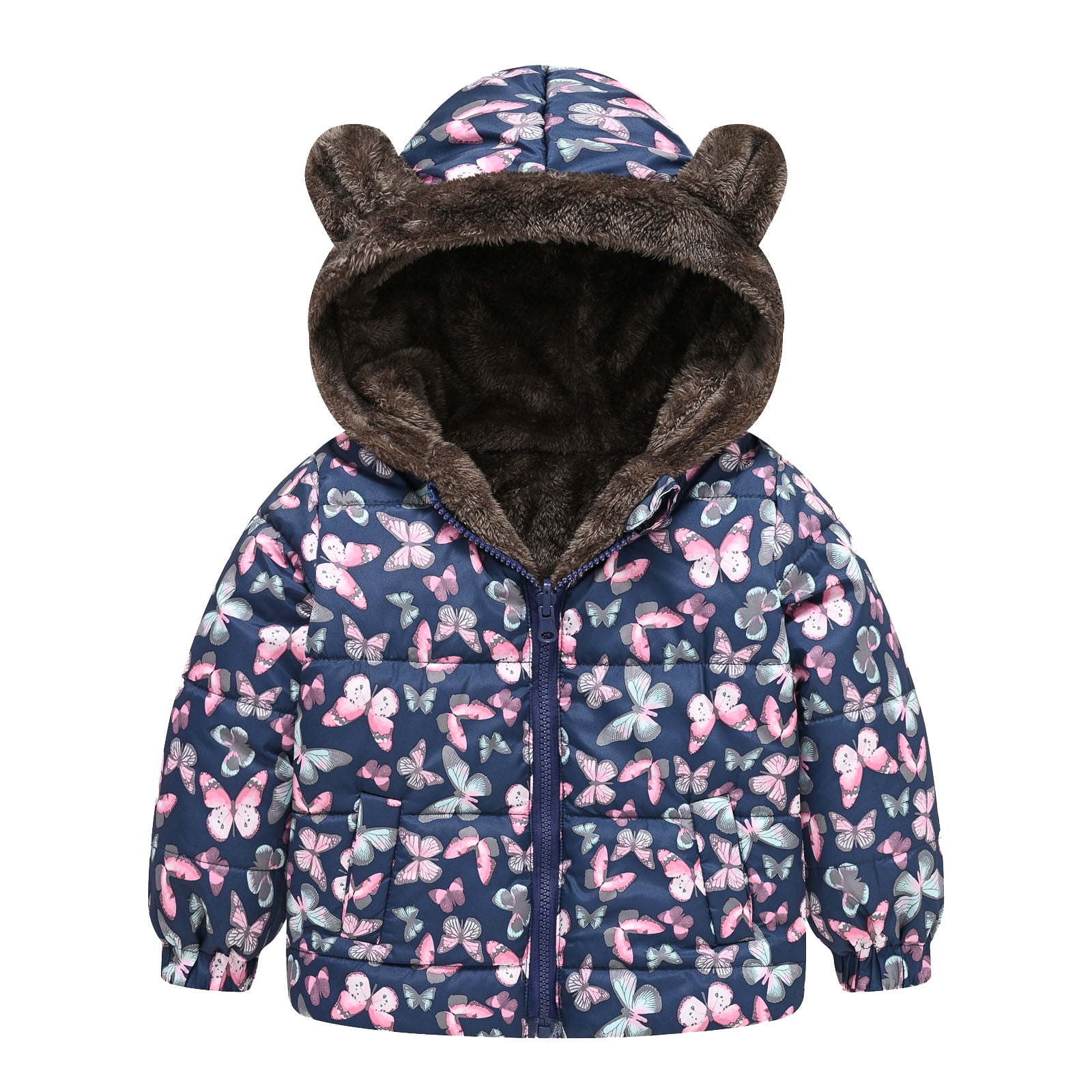 KTMKH Kids Coat Winter Baby Jacket Girls Hooded Cartoon Cute Prints Toddler Outwear Zipper ...