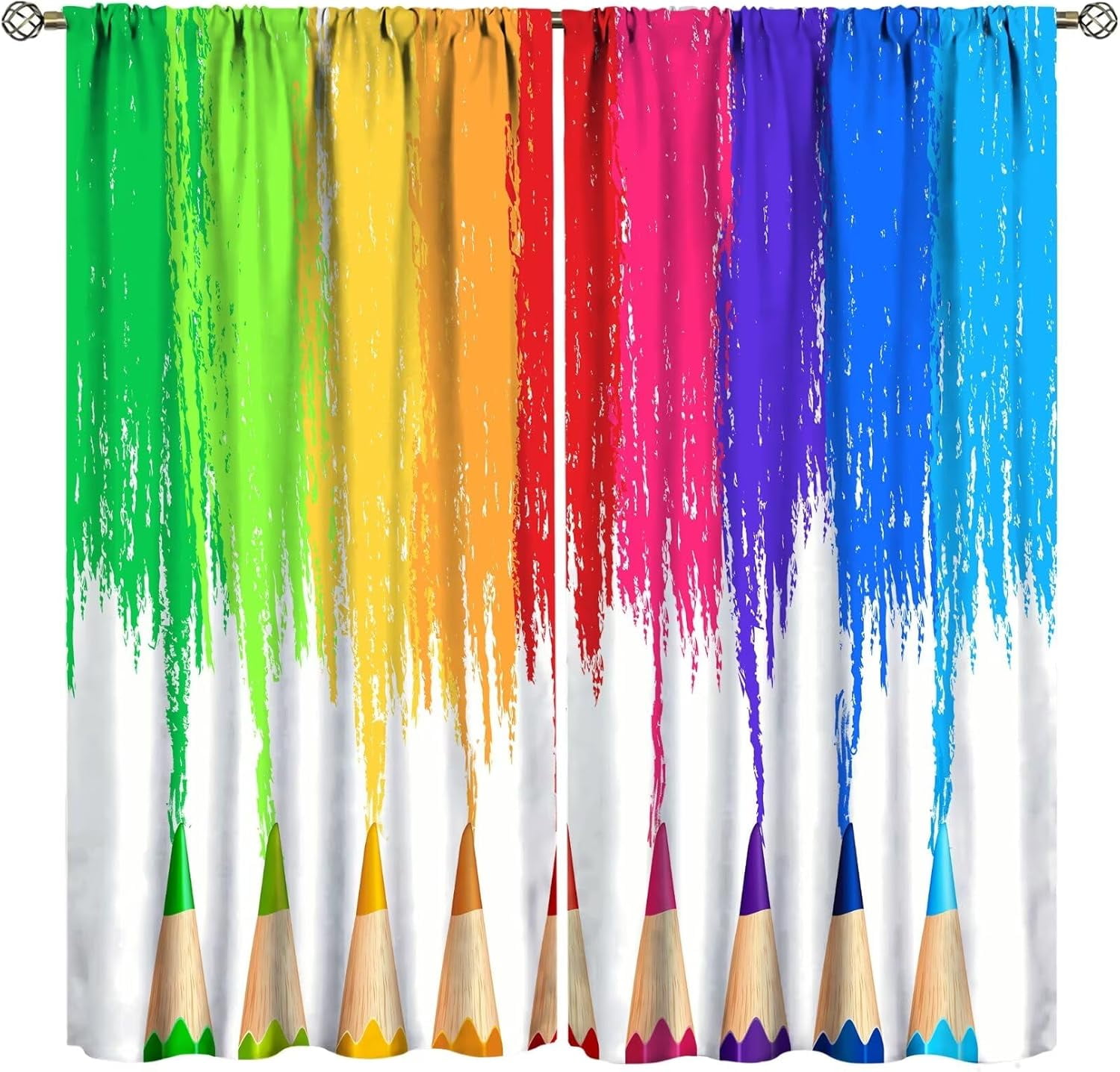 Kids Colorful Crayons Curtains Pencils Student Design School Education ...