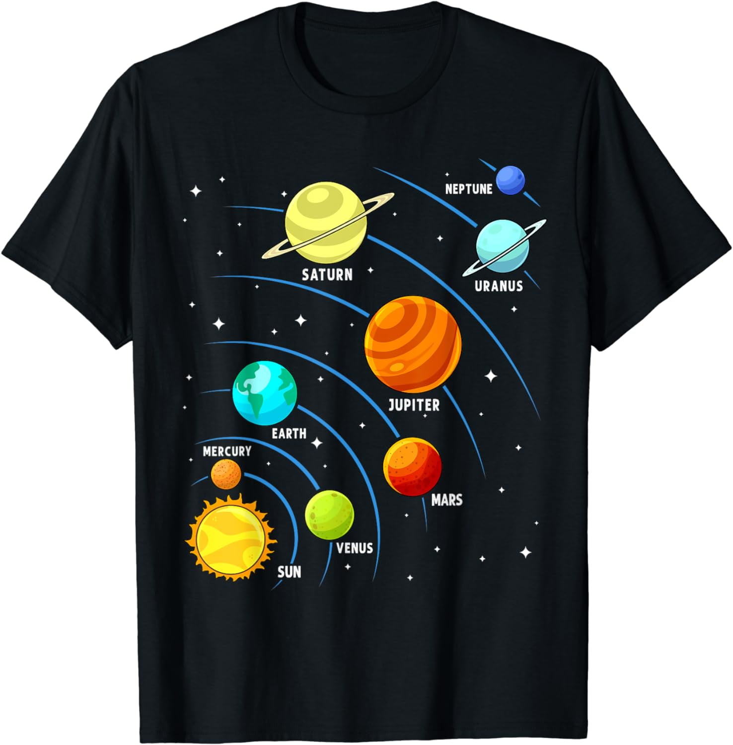 Kids Colorful Planets Solar Systems Mens Boys Space Science T-Shirt ...