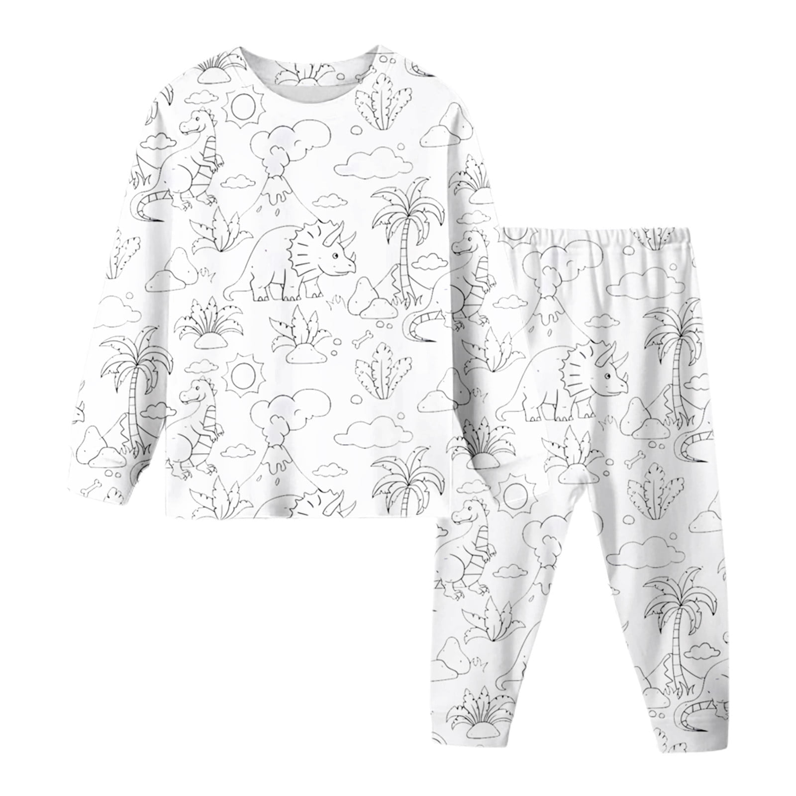 Kids Coloring Pajamas DIY Children's Clothing Long Sleeve 2 Piece ...