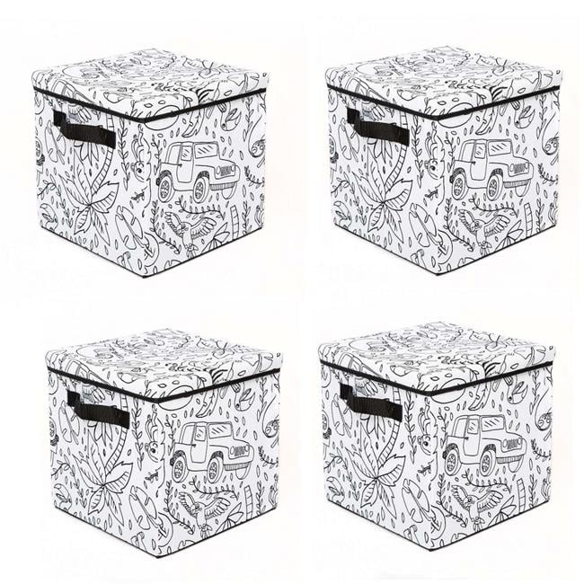 Kids Coloring Storage Cube with Lid, Jungle Print - Walmart.com