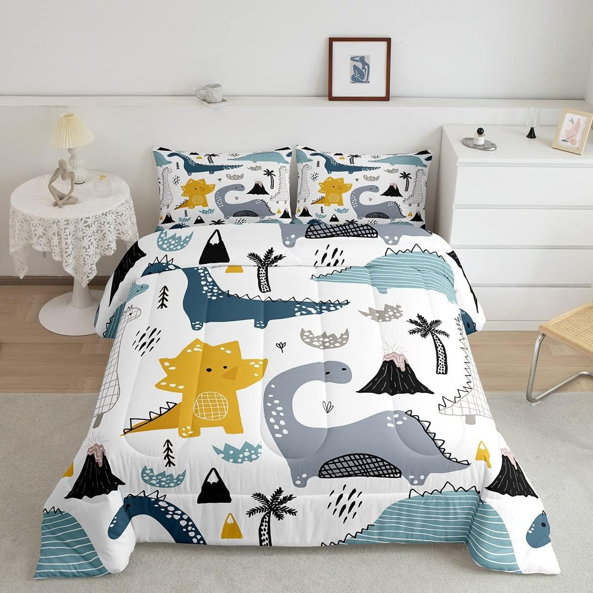 Kids Comforter Set Cute Cartoon Dinosaur Pattern Down Comforter, for ...