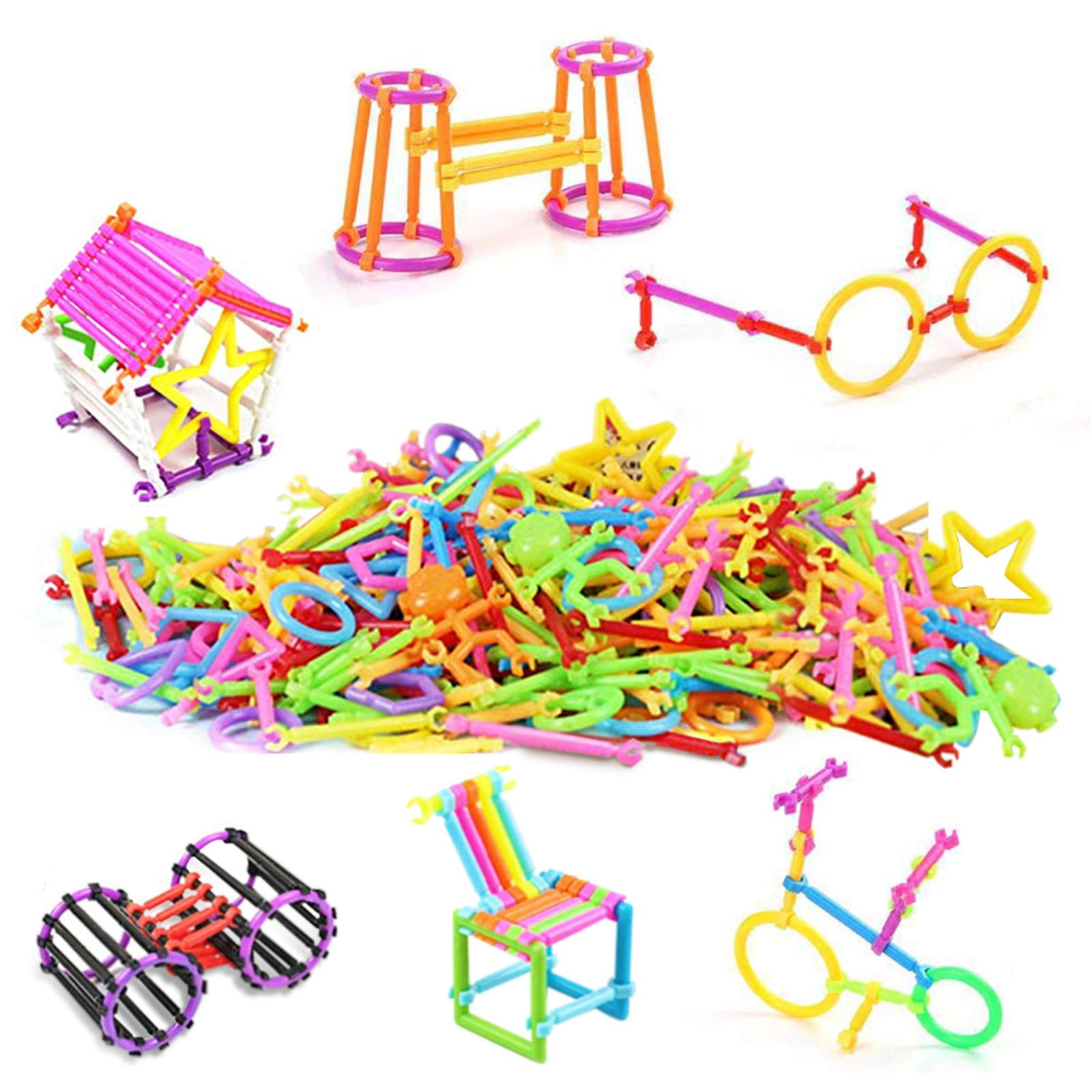 Kids Construction Building Blocks Bars 420pcs DIY Interlocking Sticks ...