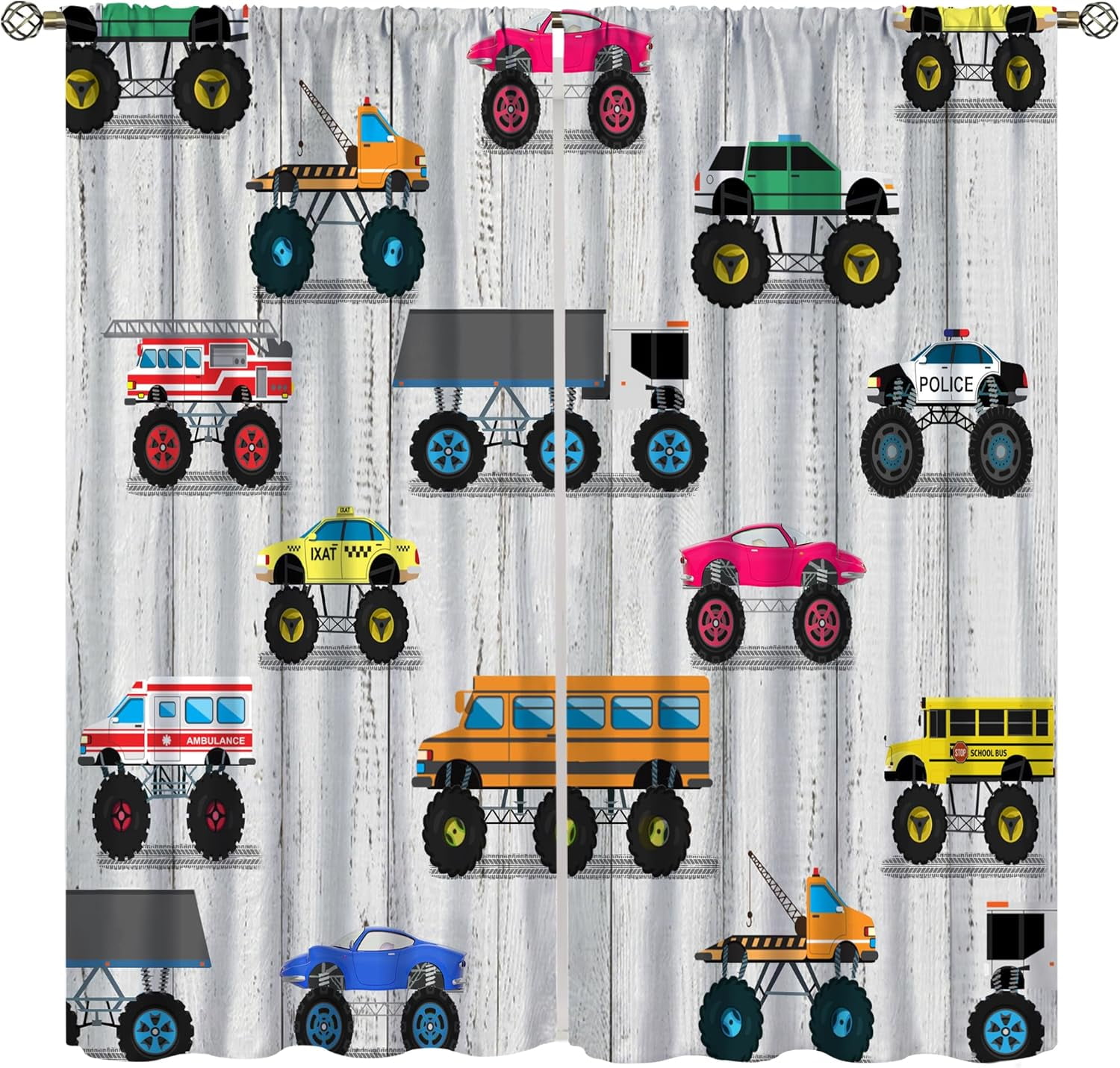 Kids Construction Curtains for Bedroom Nursery, Cartoon Car Truck ...