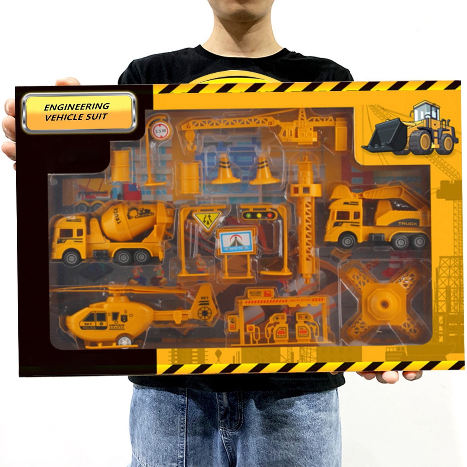 Kids Construction Playset,Tower Crane And Dump Truck Toy,13 PCS ...