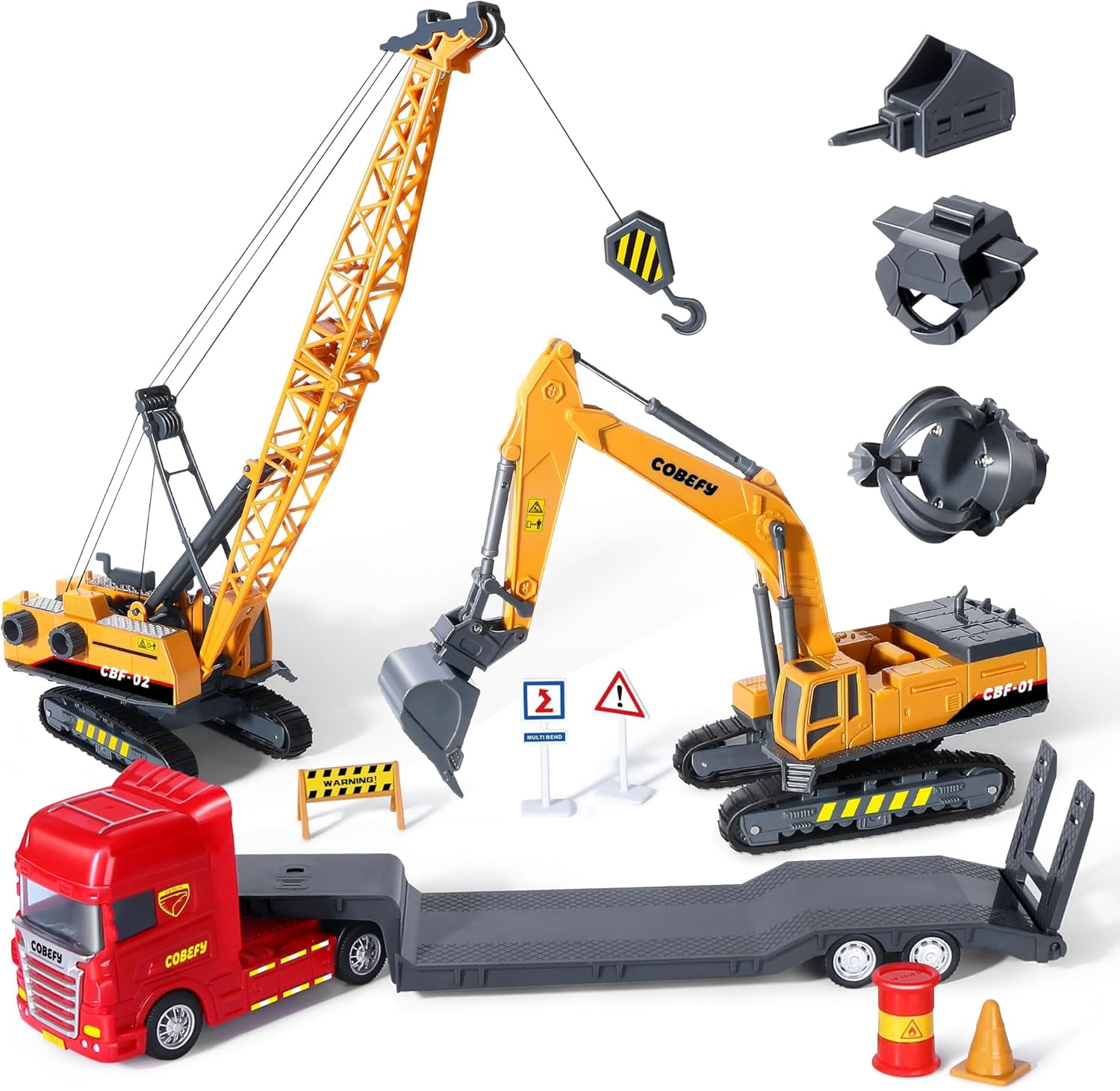 Kids Construction Toys for , Excavator and Crane Trucks, Semi Truck ...