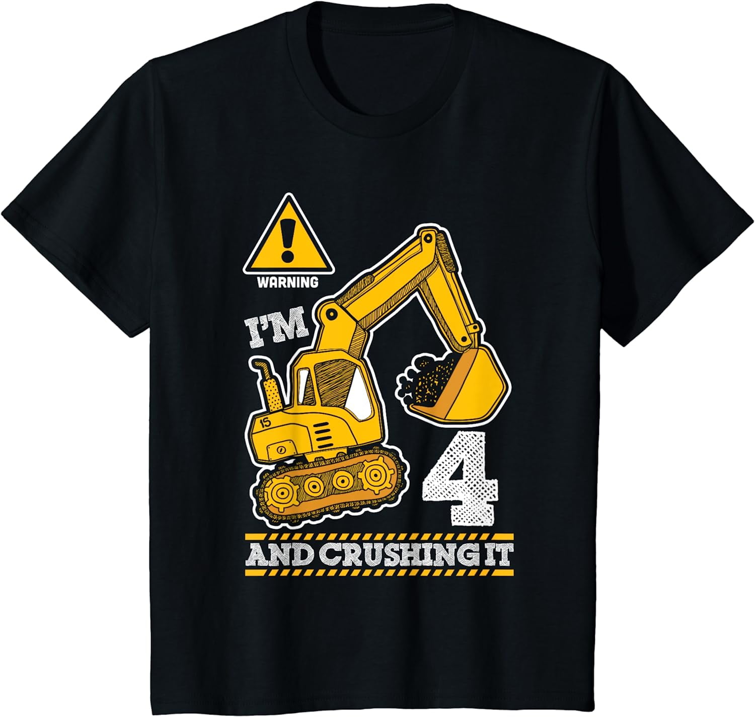 Kids Construction Truck 4th Birthday 4 Years Old Digger Builder T-Shirt ...