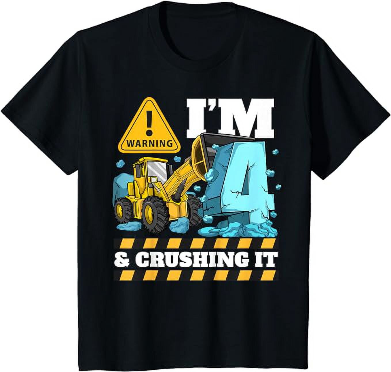 Kids Construction Truck 4th Birthday Shirt Boy 4 Bulldozer Digger T ...