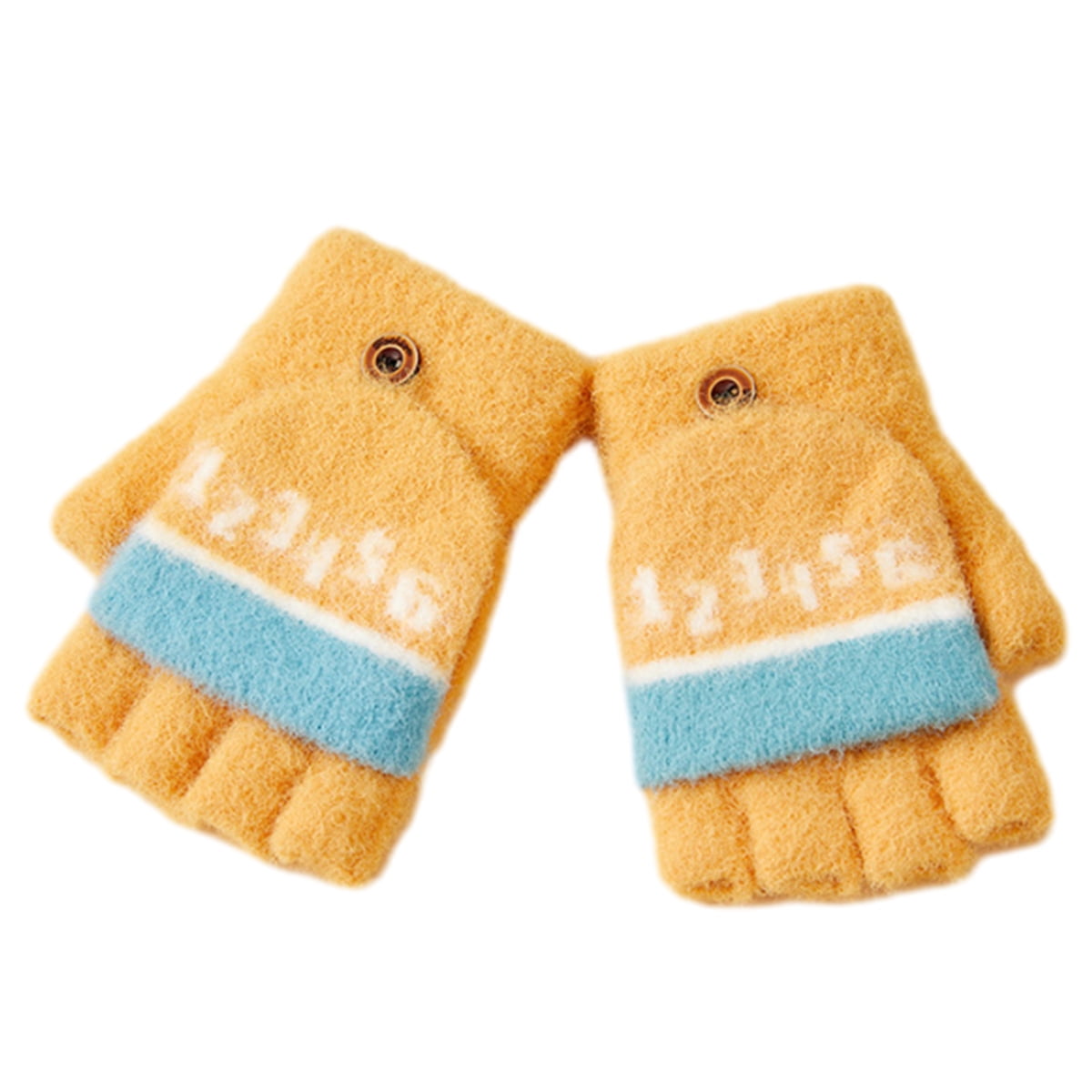 Kids Convertible Flip Top Number Pattern Gloves Children Winter Warm ...