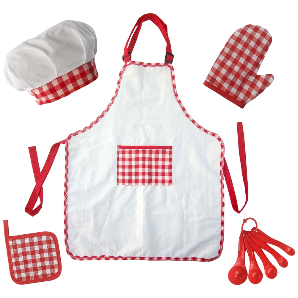 Kids Cooking Apron Chef Hat Boy Toddler Child Red Cotton - Walmart.com