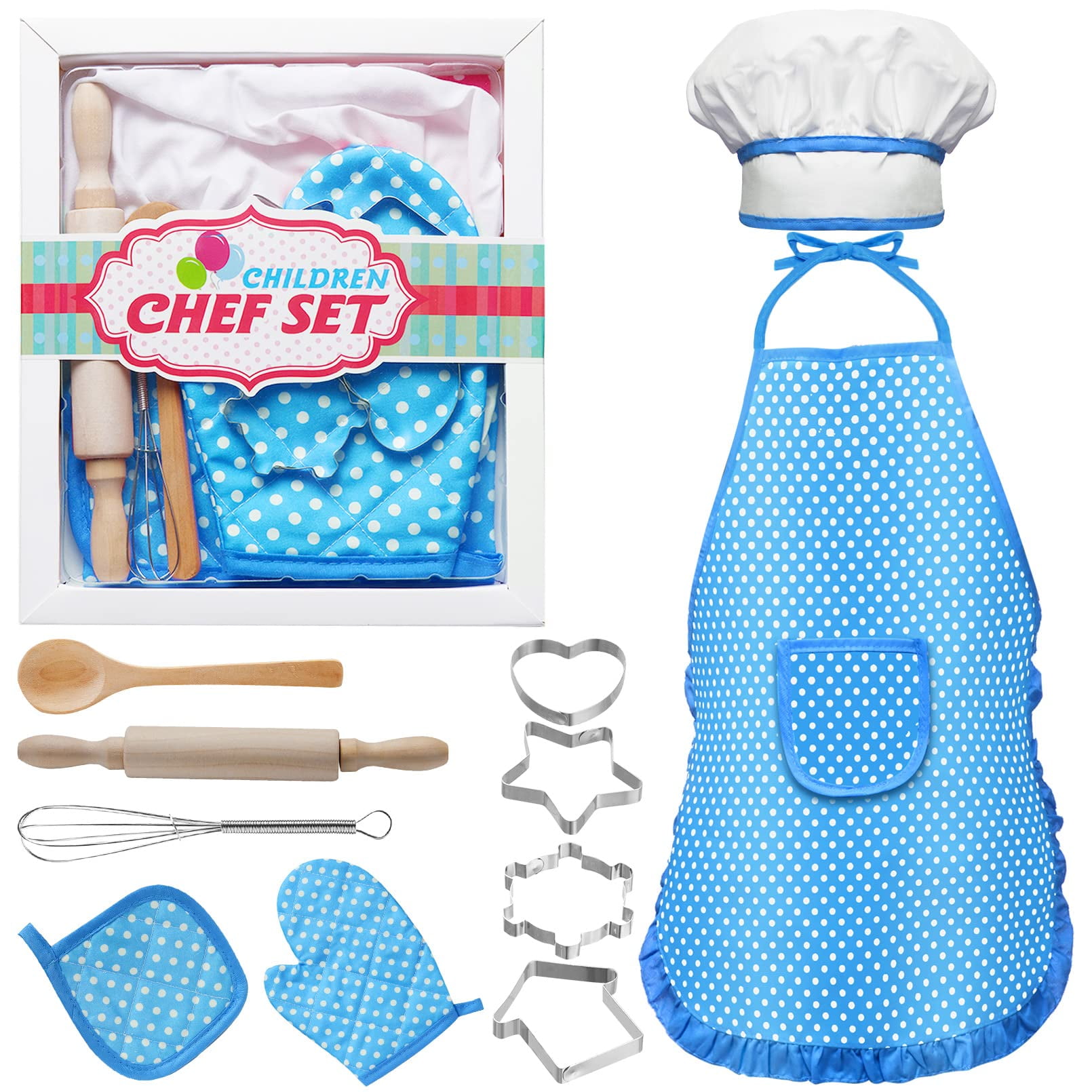 Visen Ages 3-8 Kids Cooking and Baking Set, Blue (11 Pieces) - Walmart.com