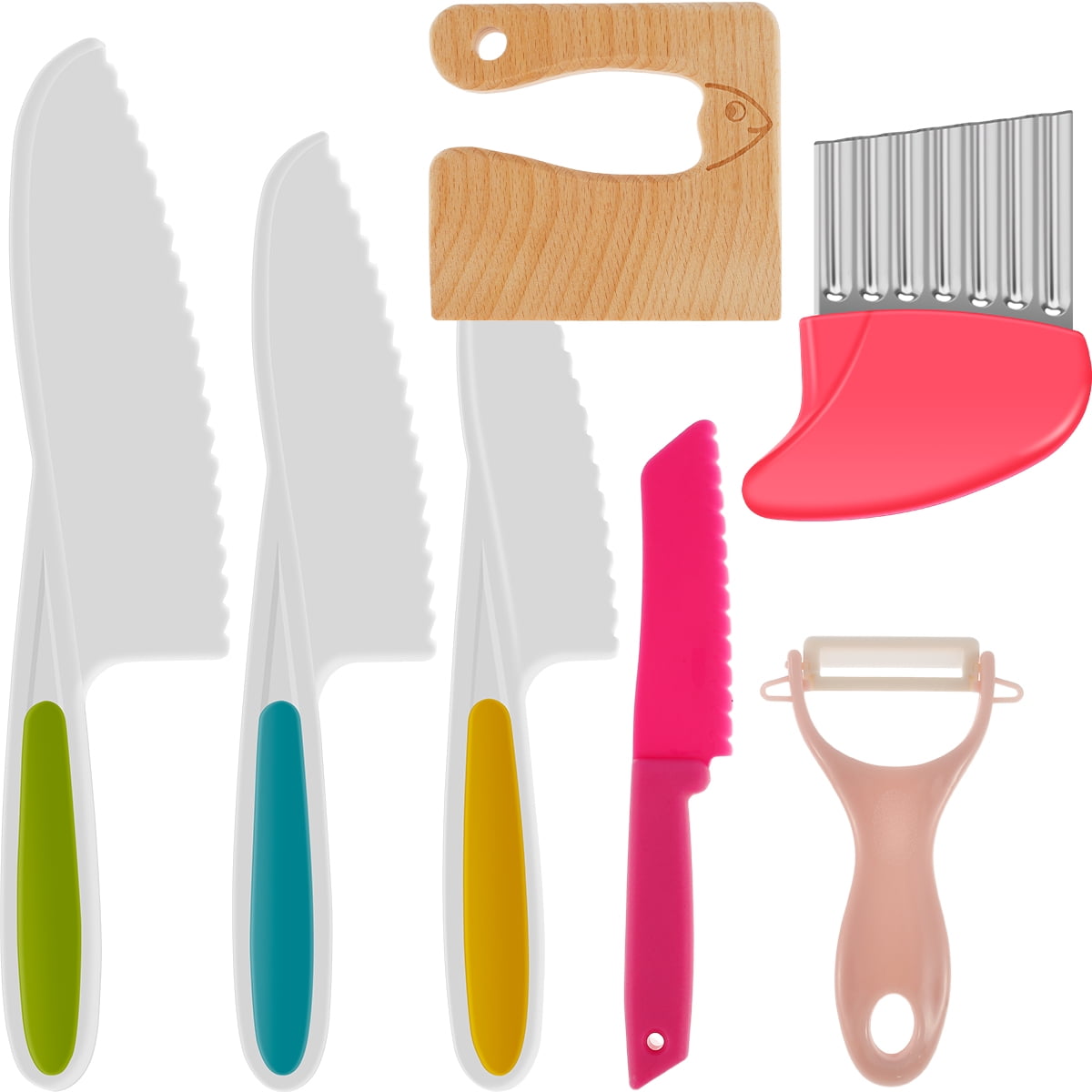 Kids Cooking Cutter Set Safe Reusable Plastic Toddler Kitchen Cutter ...