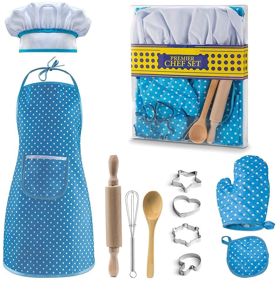 Kids Cooking Set - 11 Pcs Chef Role Play Kit for Girls, Perfect ...