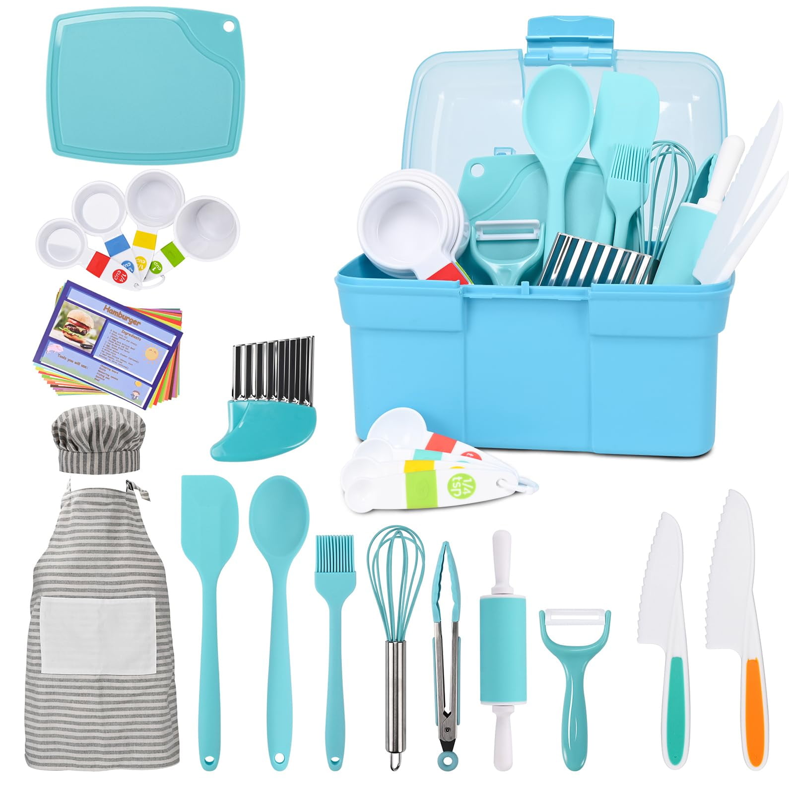 Kids Cooking and Baking Set with Storage Case Real Cooking Supplies ...