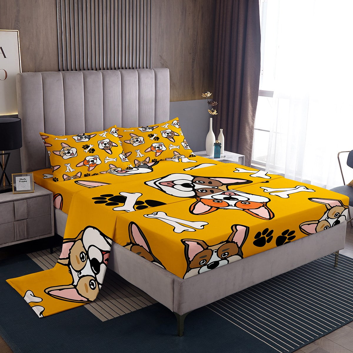 Corgi Dog Twin Sheets Cute Puppy Bed Sheets Set Cartoon Pet Dog Sheet ...