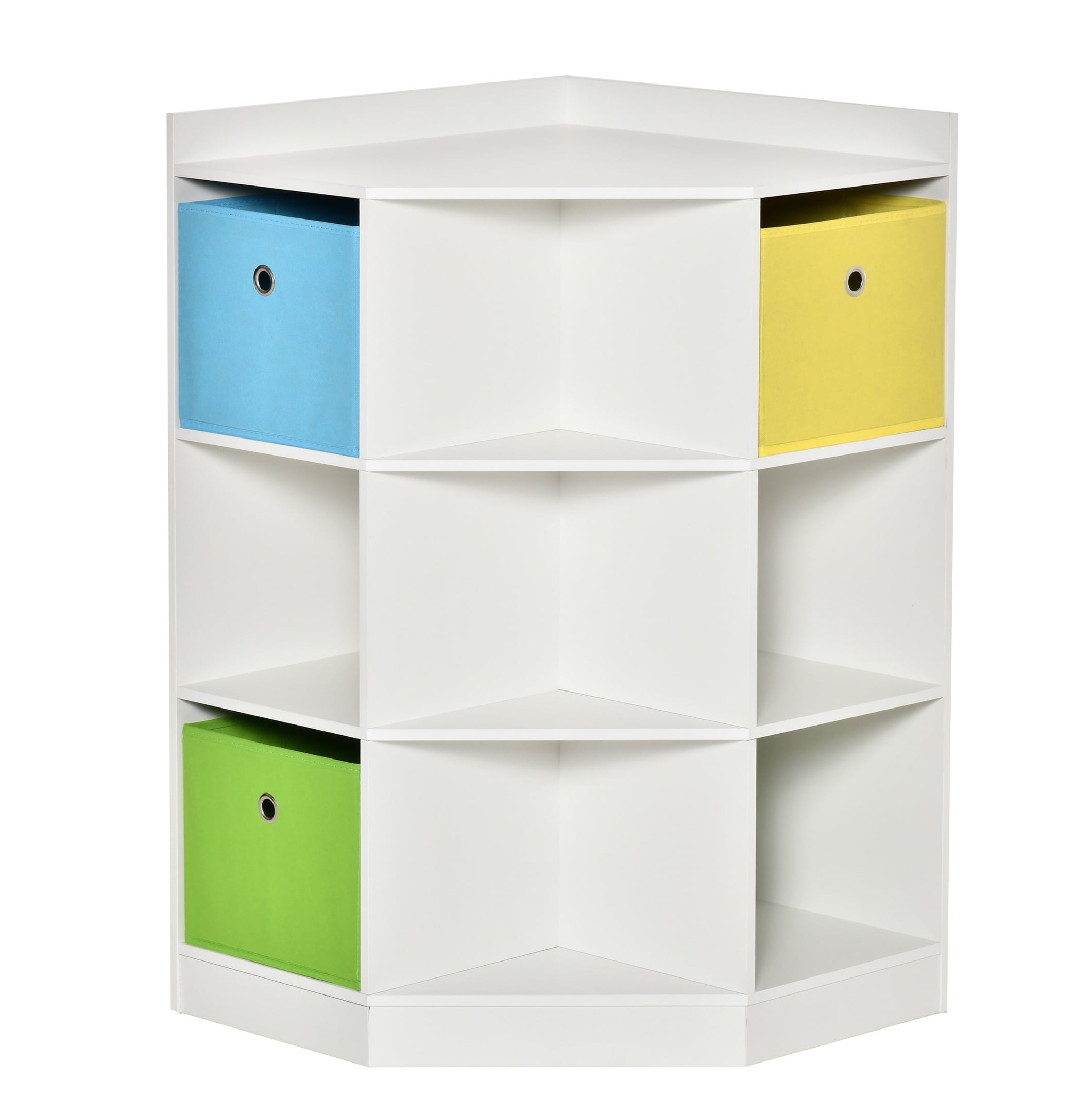 Kids Corner Cabinet, Cubby Toy Storage Organizer, Bookshelf Unit with ...
