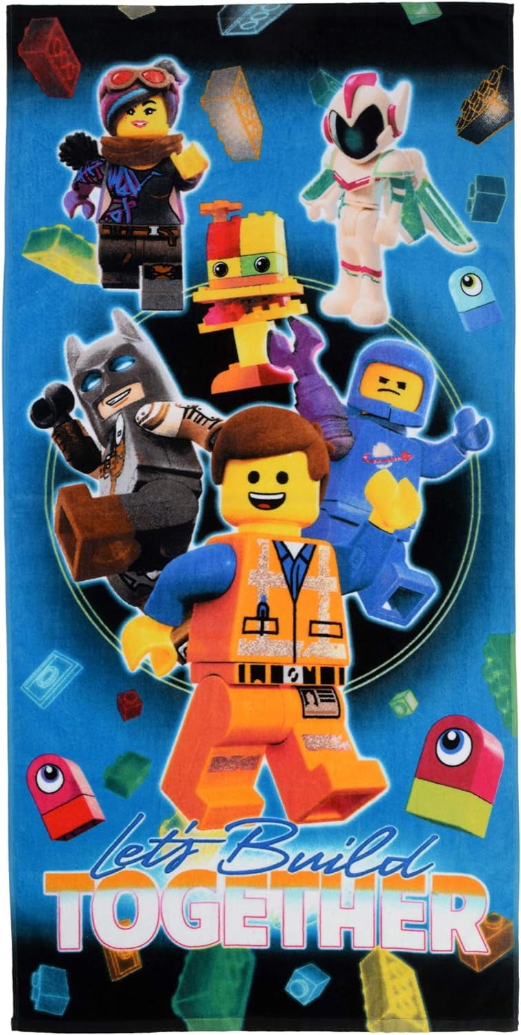 Kids Cotton Beach Towel, 52 in x 32in, Lego Movie 2 Let's Build ...