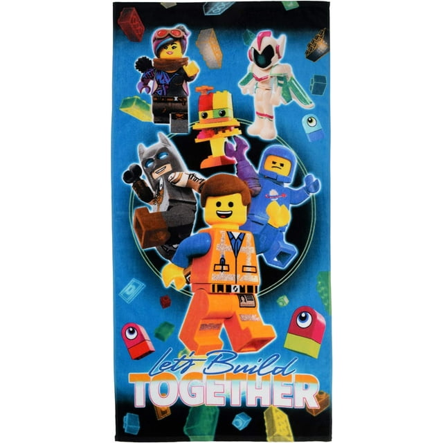 Kids Cotton Beach Towel, 52 in x 32in, Lego Movie 2 Let's Build ...