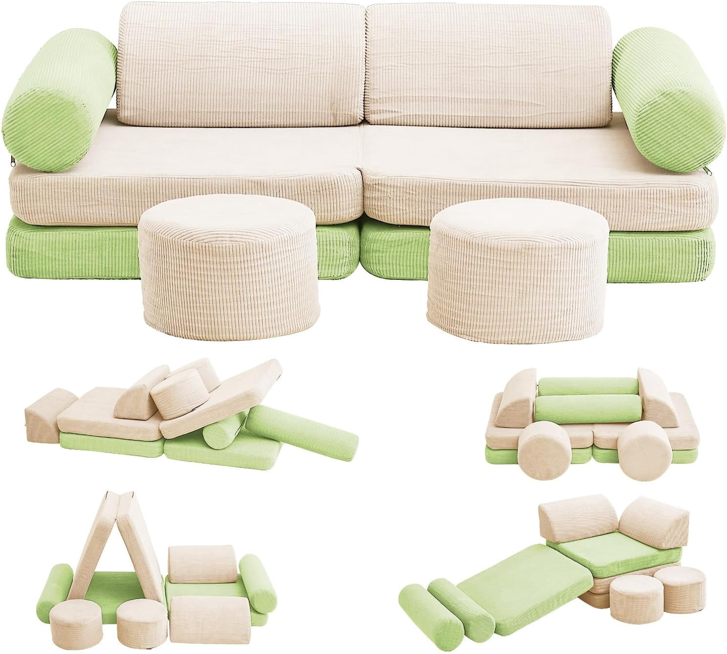 Kids Couch 10PCS, Modular Toddler Couch, Kids Couch for Playroom ...