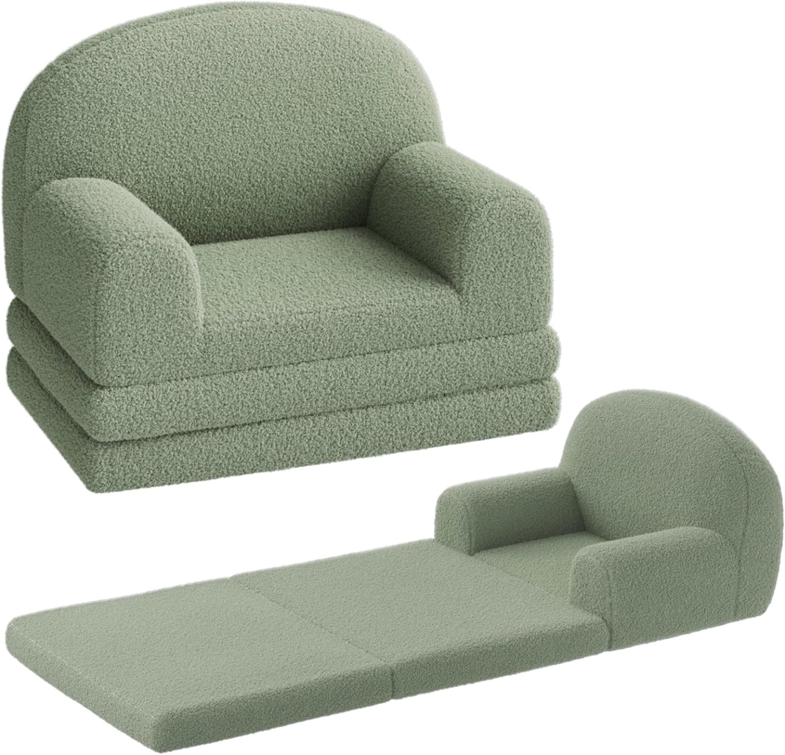 Kids Couch, 2-in-1 Comfy Toddler Couch Fold Out, Convertible Sofa to ...