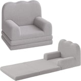Kids Couch, 2-in-1 Convertible Teddy Fleece Fabric Toddler Sofa Chair ...