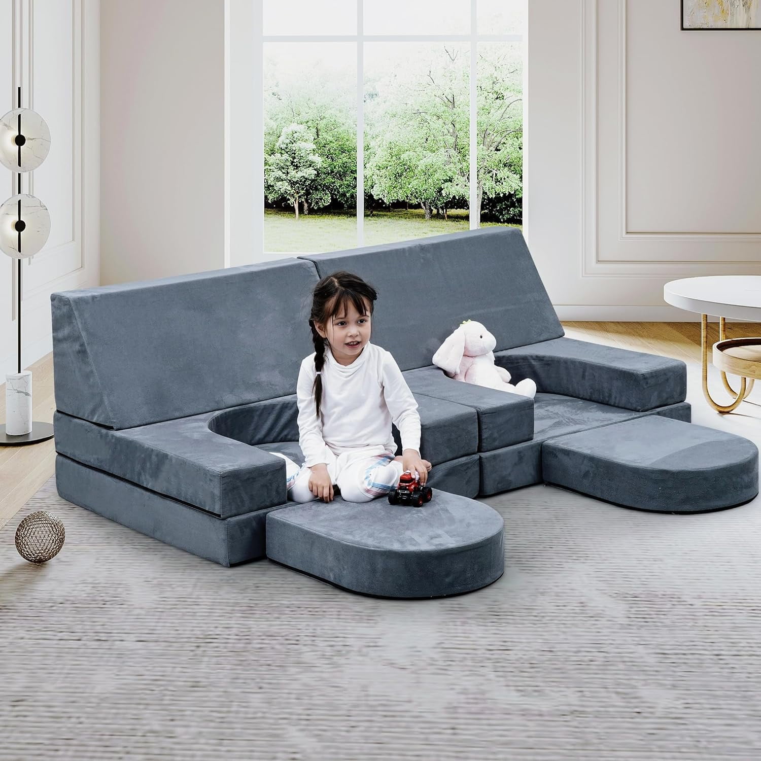 Kids Couch, 8PCS Modular Kids Play Couch, Kids Couch Building Fort and ...