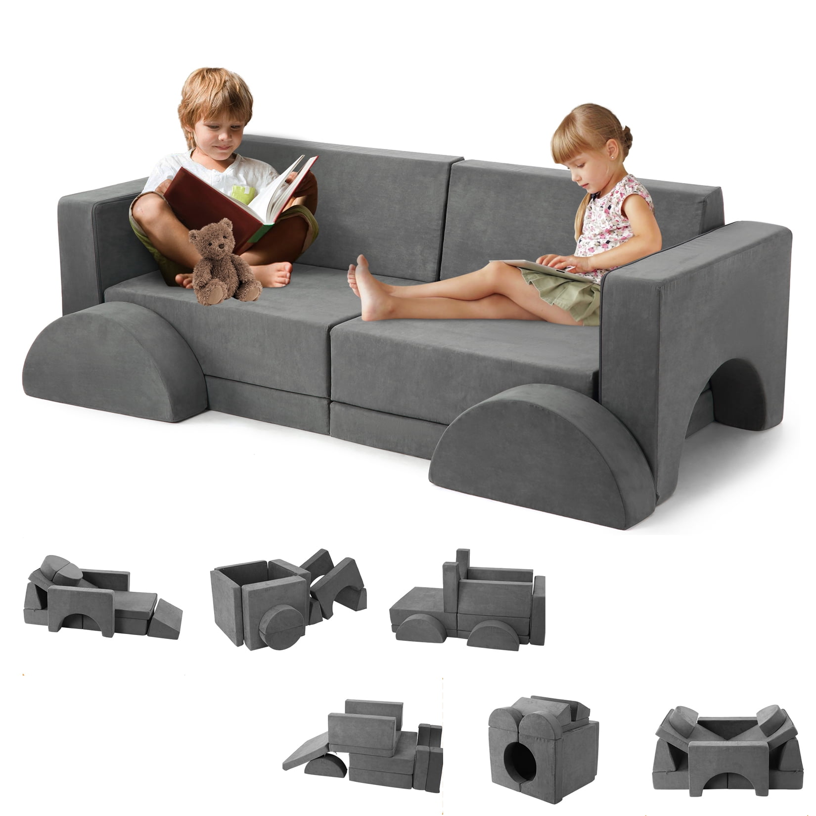 Kids Couch Modular,8 Piece Kids Couch For Playroom,Kids Modular Sofa ...