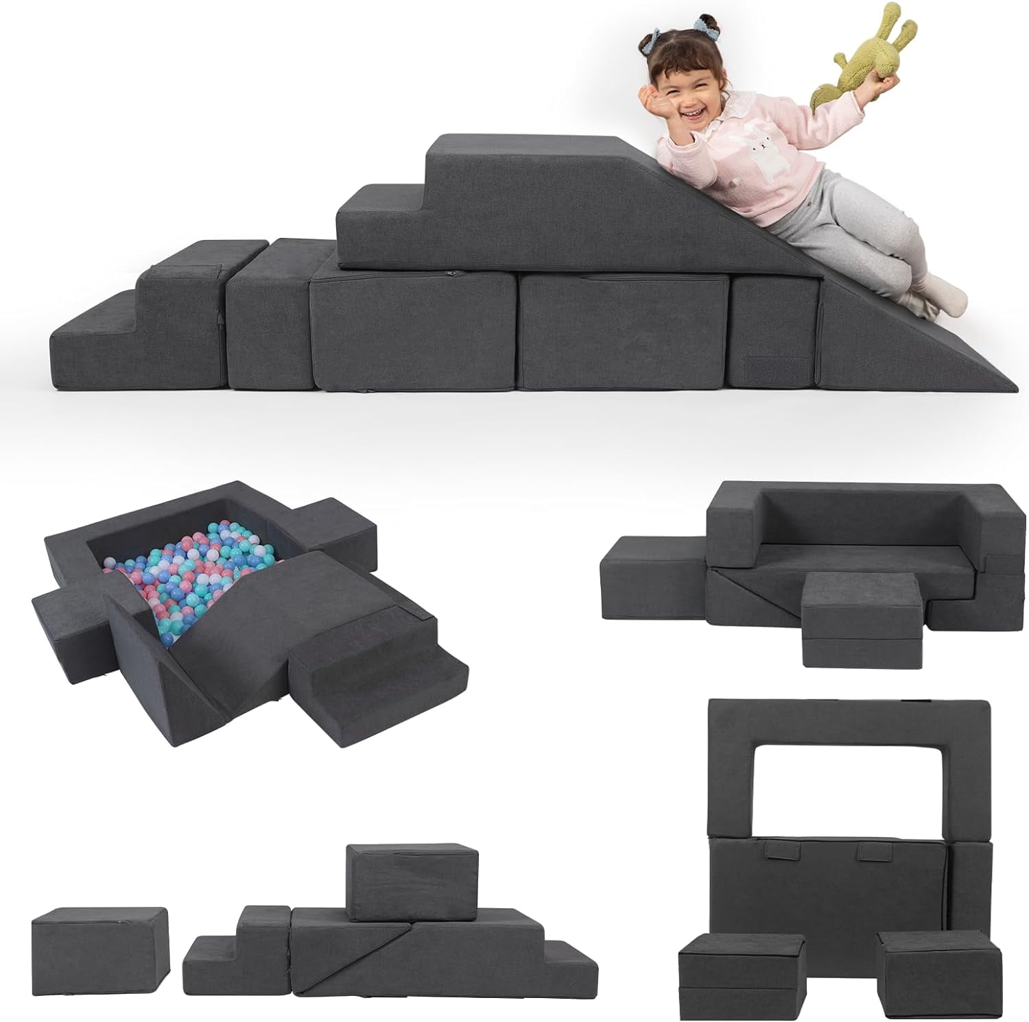Modular Kids Couch,Toddlers Convertible Climbing Play Couch Sofa and ...